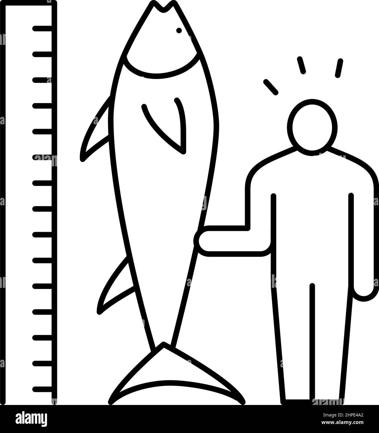 tuna size and fisherman line icon vector illustration Stock Vector ...