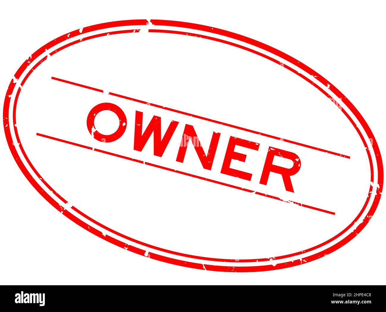 Grunge red owner word oval rubber seal stamp on white background Stock ...