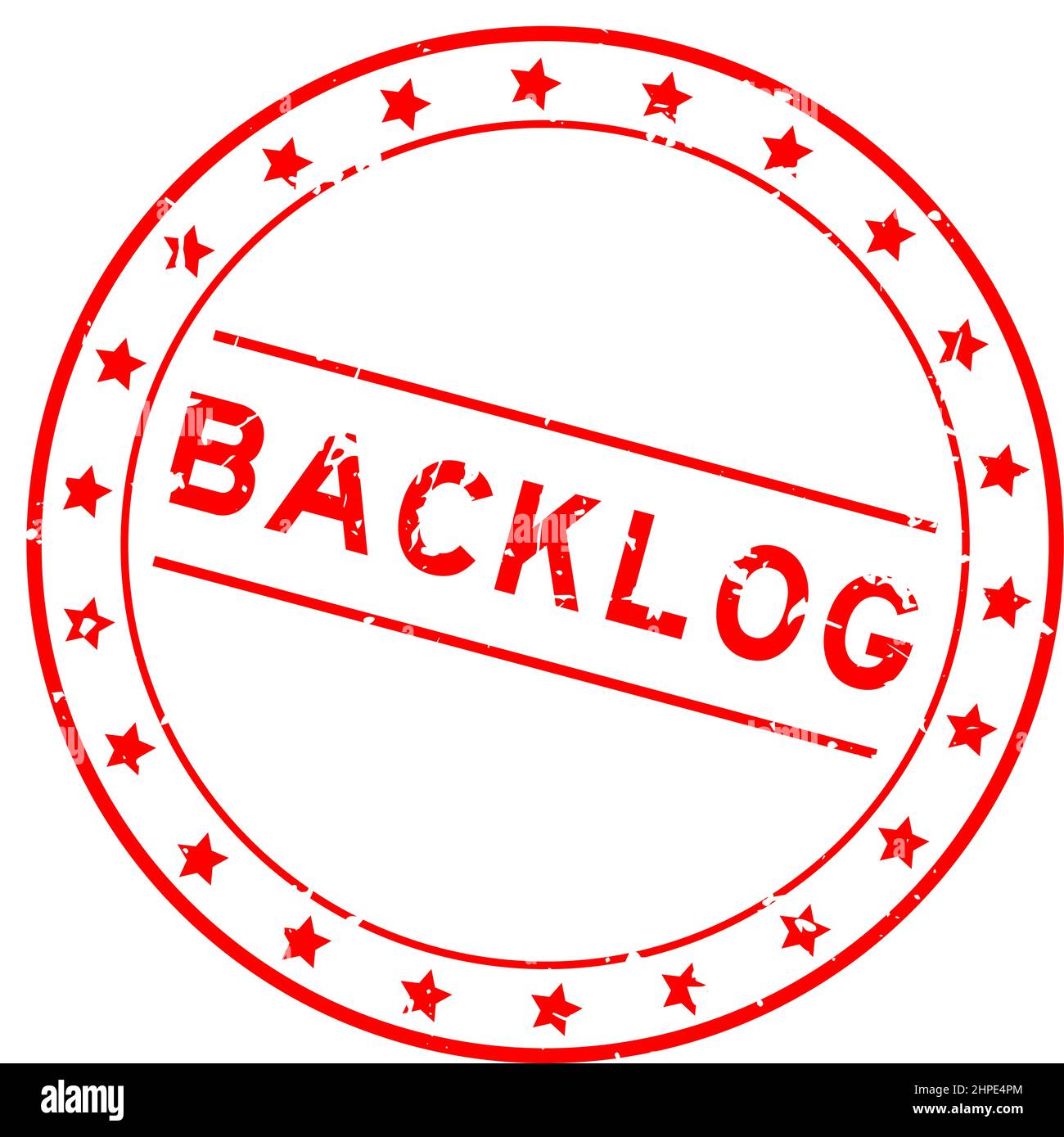 Grunge red backlog word round rubber seal stamp on white background ...