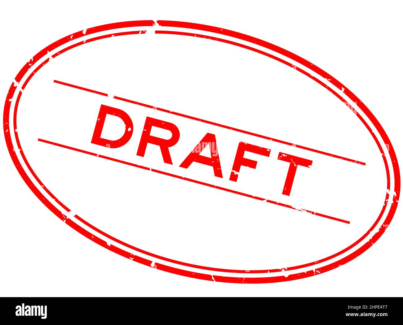 Grunge red draft word oval rubber seal stamp on white background Stock ...