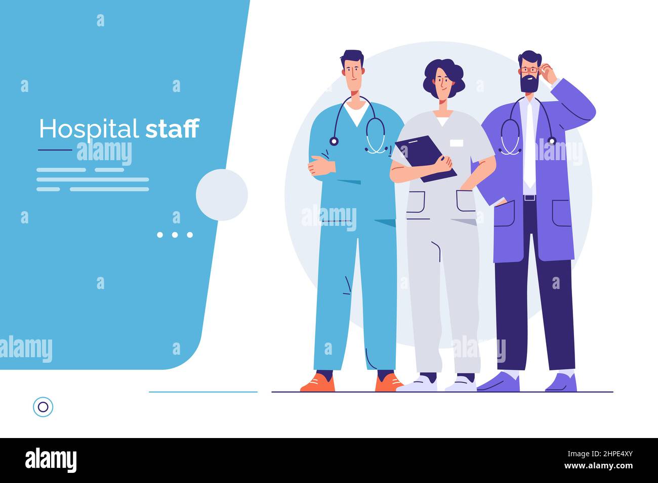 Vector outline illustration of a medical personnel, health workers ...