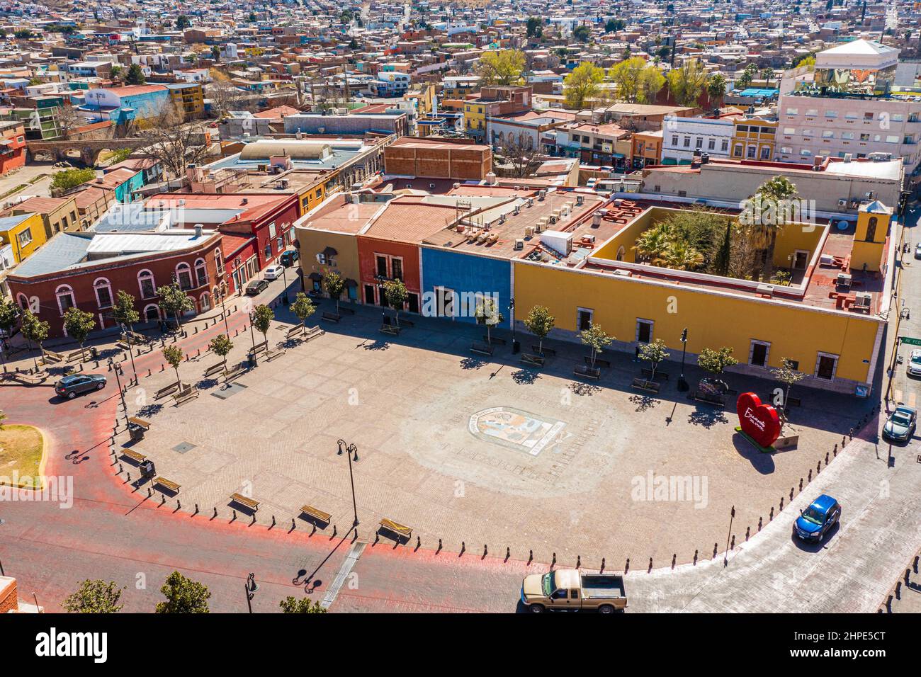 Aerial view of Hidalgo Parral in Chihuahua Mexico. Parral is a magical ...