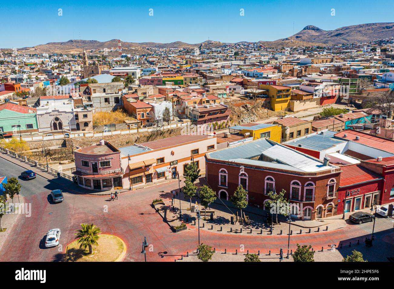 Aerial view of Hidalgo Parral in Chihuahua Mexico. Parral is a magical ...