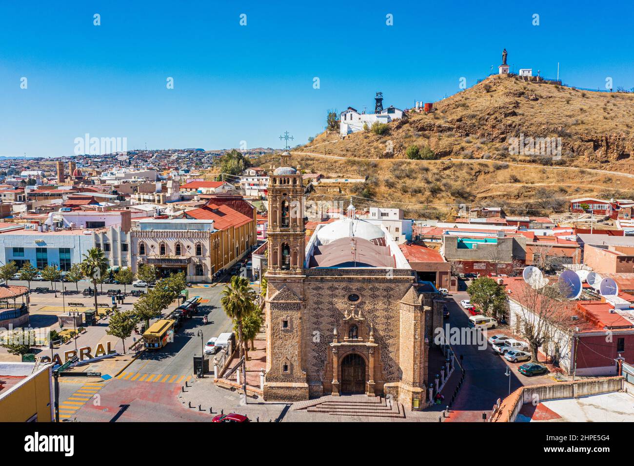 Aerial view of Hidalgo Parral in Chihuahua Mexico. Parral is a magical ...