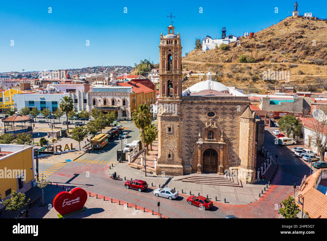 Aerial view of Hidalgo Parral in Chihuahua Mexico. Parral is a magical ...