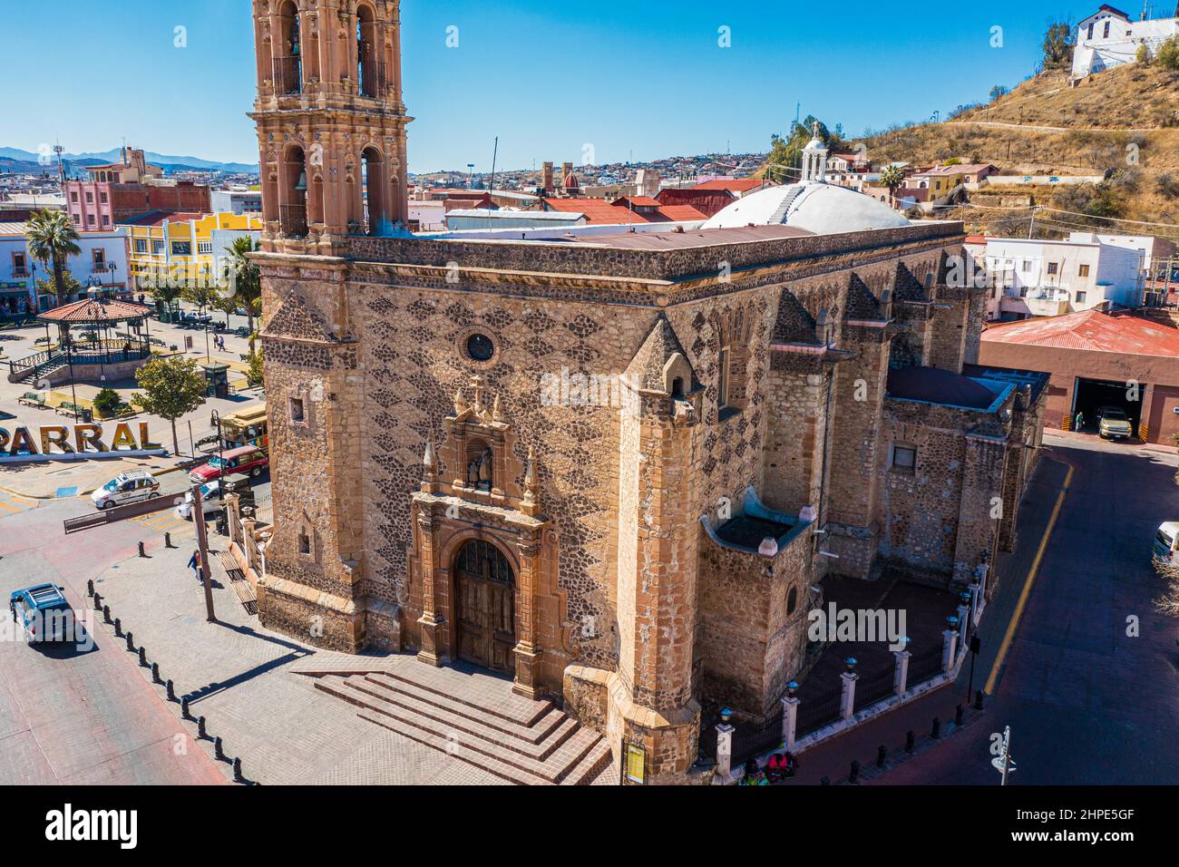 Aerial view of Hidalgo Parral in Chihuahua Mexico. Parral is a magical ...