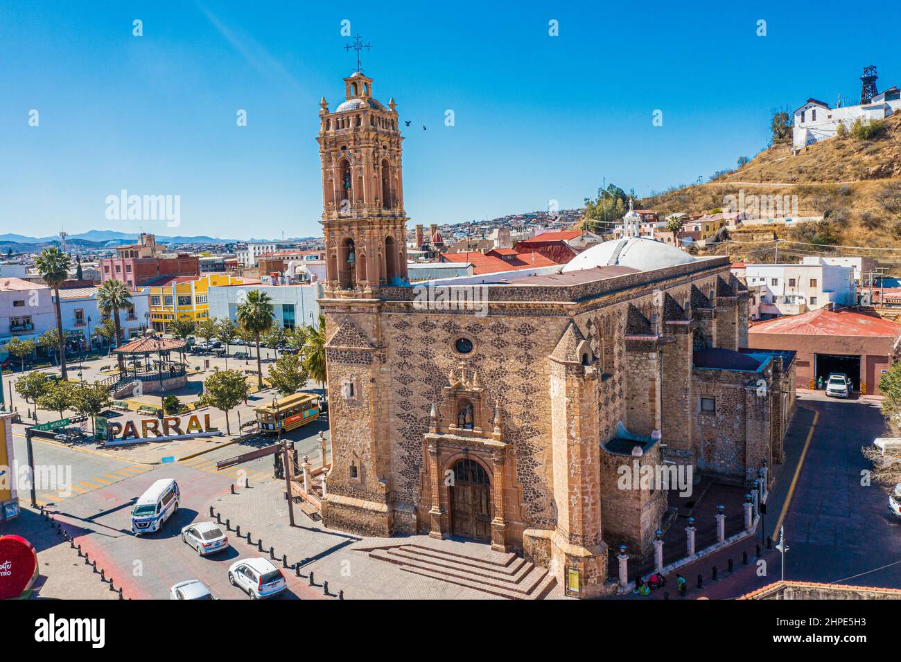 Aerial view of Hidalgo Parral in Chihuahua Mexico. Parral is a magical ...