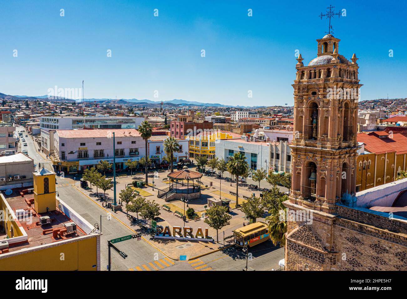 Aerial view of Hidalgo Parral in Chihuahua Mexico. Parral is a magical ...