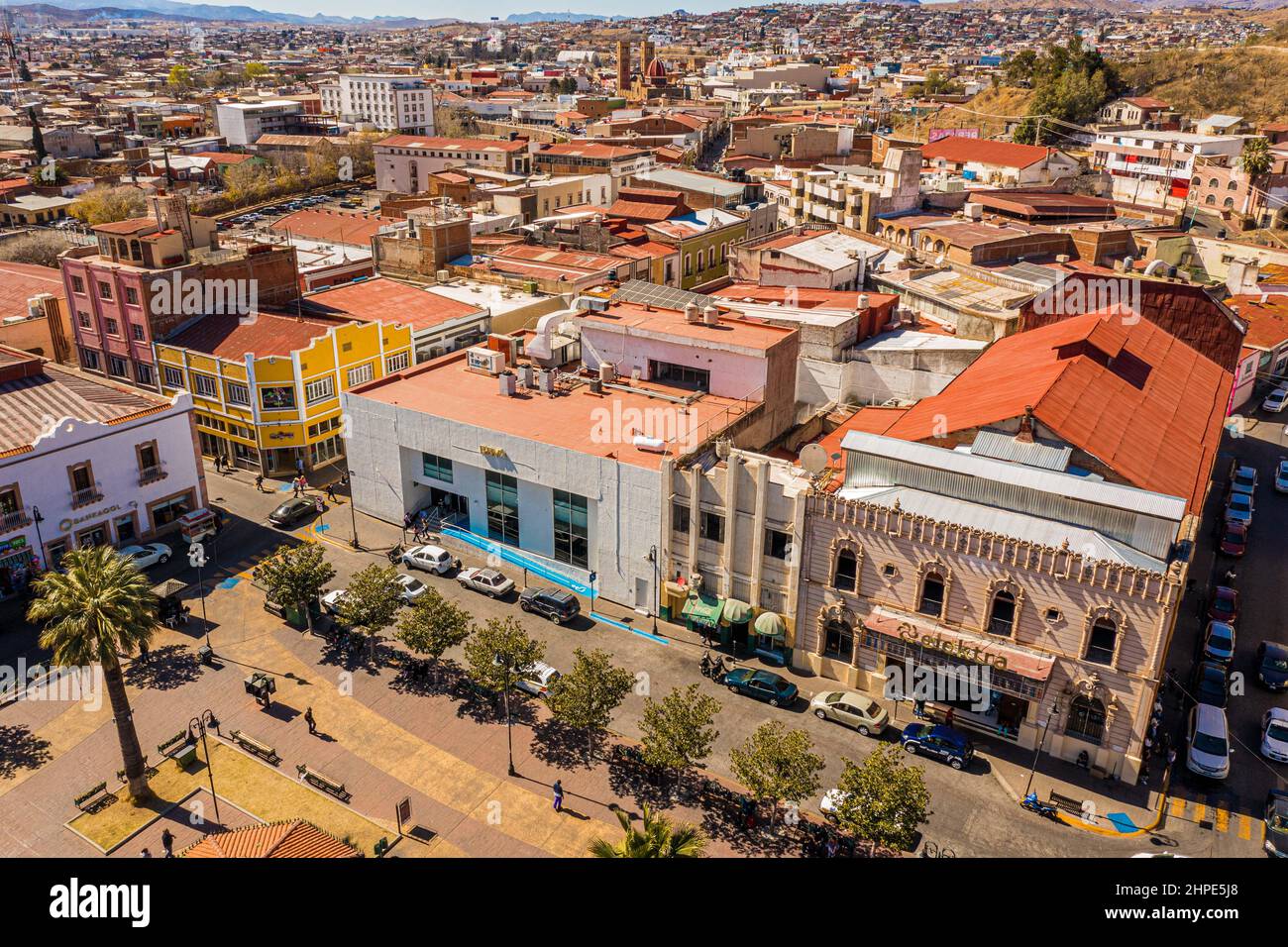 Aerial view of Hidalgo Parral in Chihuahua Mexico. Parral is a magical ...