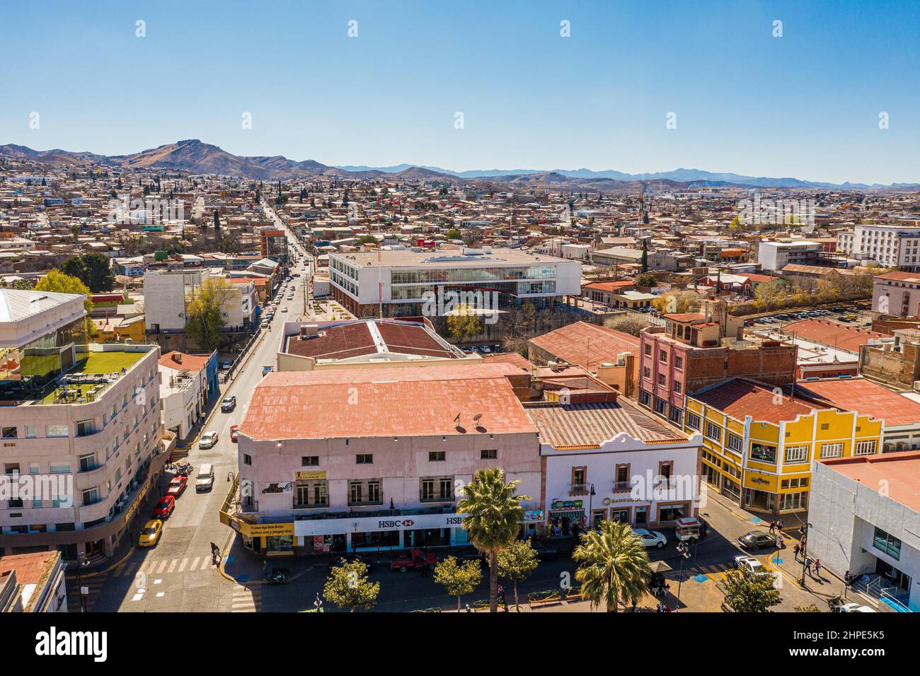 Aerial view of Hidalgo Parral in Chihuahua Mexico. Parral is a magical ...