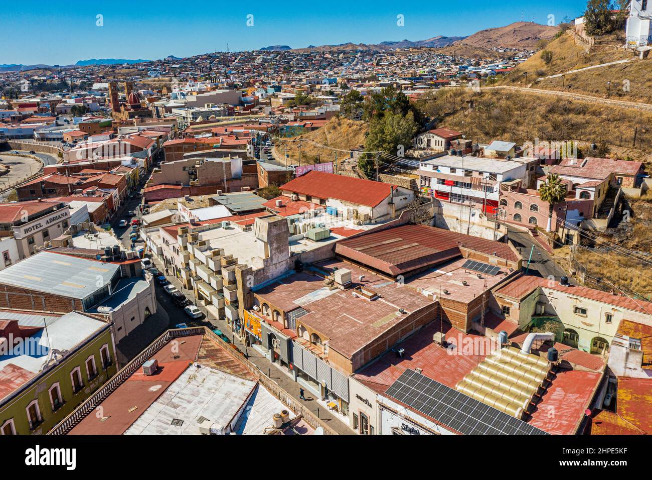 Aerial view of Hidalgo Parral in Chihuahua Mexico. Parral is a magical ...