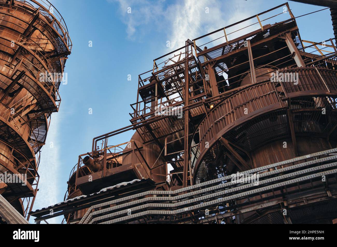 Blast furnace cowper tower. Air heating equipment Stock Photo - Alamy