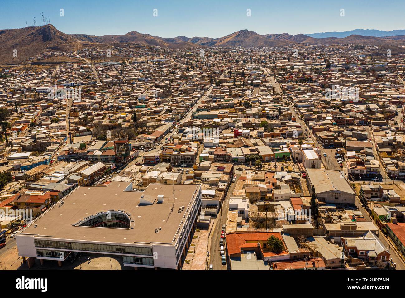 Aerial view of Hidalgo Parral in Chihuahua Mexico. Parral is a magical ...