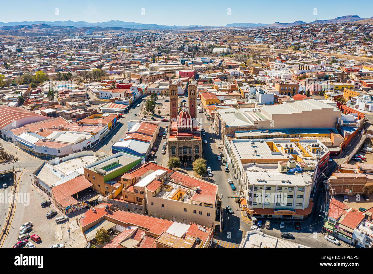 Aerial view of Hidalgo Parral in Chihuahua Mexico. Parral is a magical ...