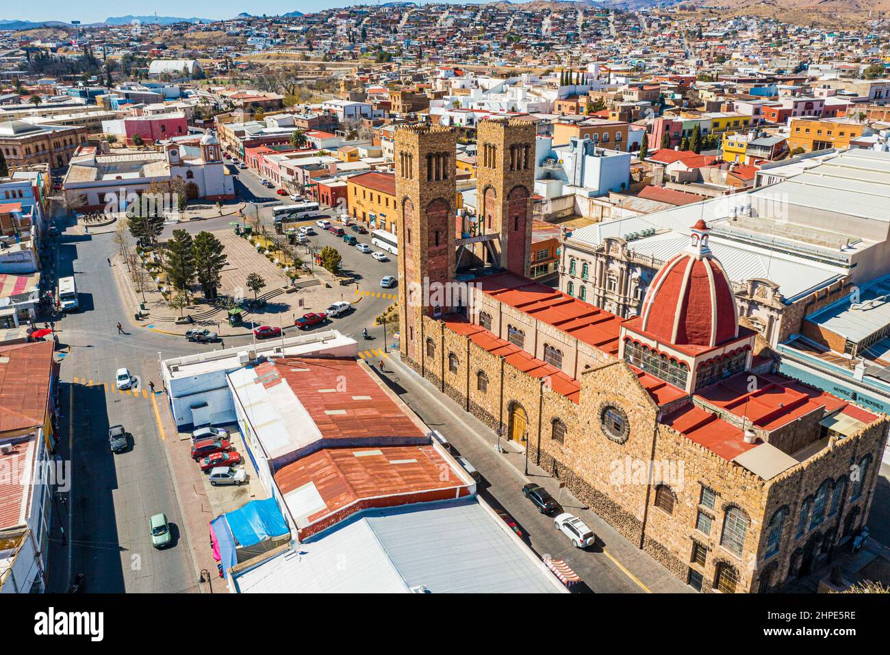 Aerial view of Hidalgo Parral in Chihuahua Mexico. Parral is a magical ...