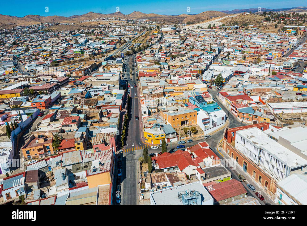 Aerial view of Hidalgo Parral in Chihuahua Mexico. Parral is a magical ...