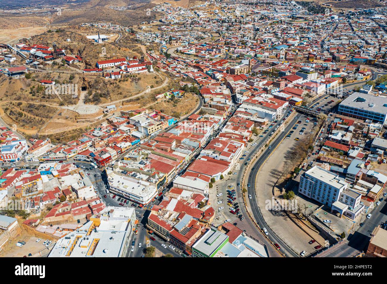 Aerial view of Hidalgo Parral in Chihuahua Mexico. Parral is a magical ...