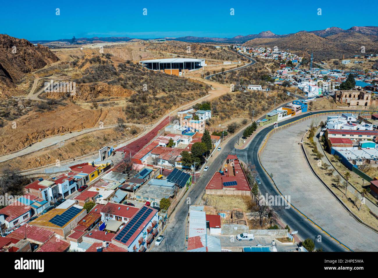 Aerial view of Hidalgo Parral in Chihuahua Mexico. Parral is a magical ...