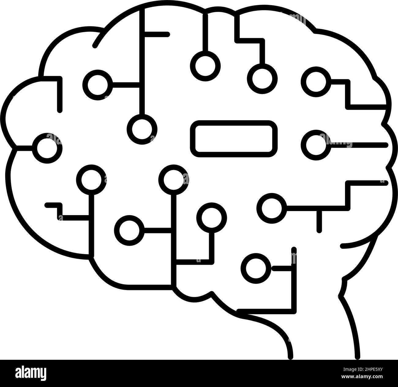 artificial intelligence brain line icon vector illustration Stock ...