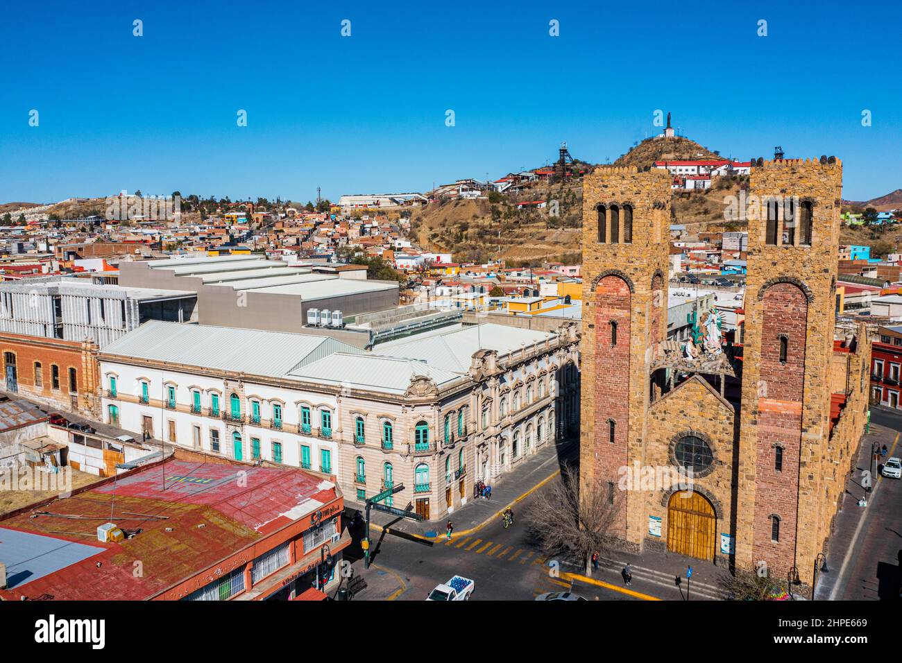 Aerial view of Hidalgo Parral in Chihuahua Mexico. Parral is a magical ...