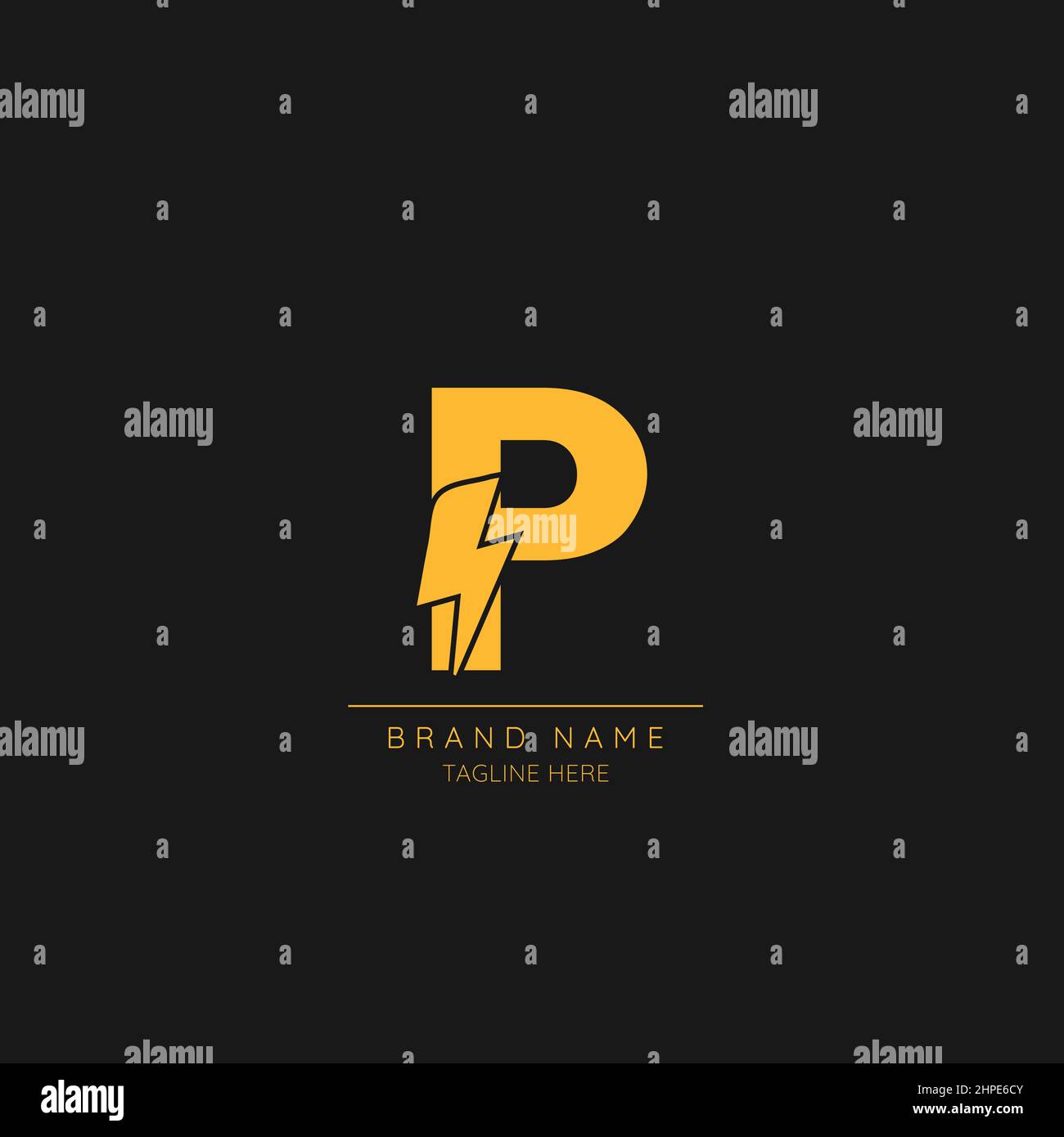 Initial P Letter with Lightning Bolt Logo Icon Stock Vector Image & Art ...