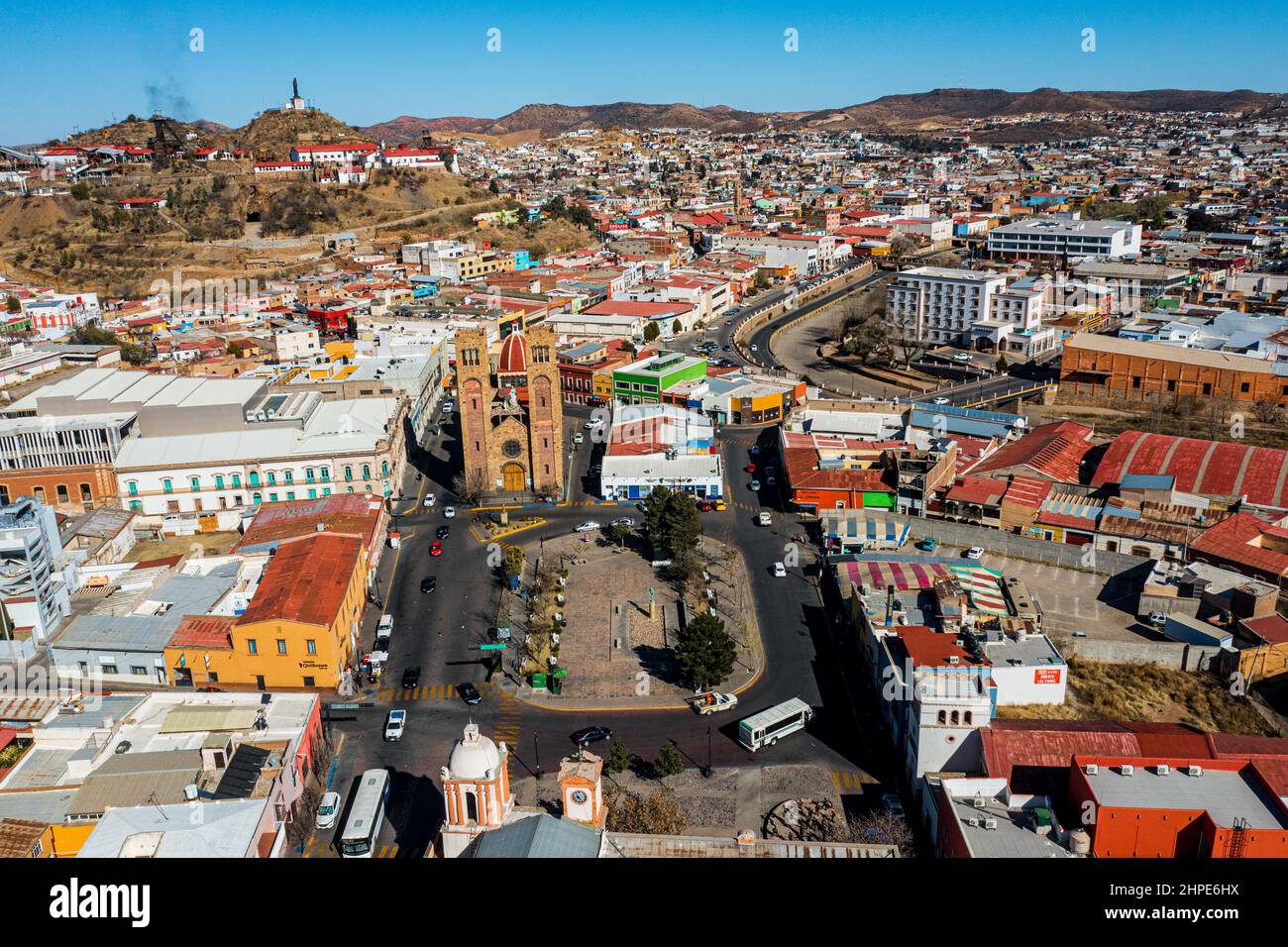 Aerial view of Hidalgo Parral in Chihuahua Mexico. Parral is a magical ...
