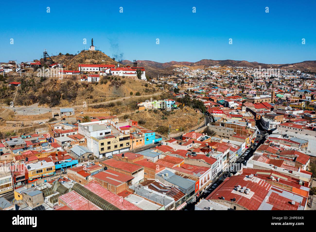 Aerial view of Hidalgo Parral in Chihuahua Mexico. Parral is a magical ...