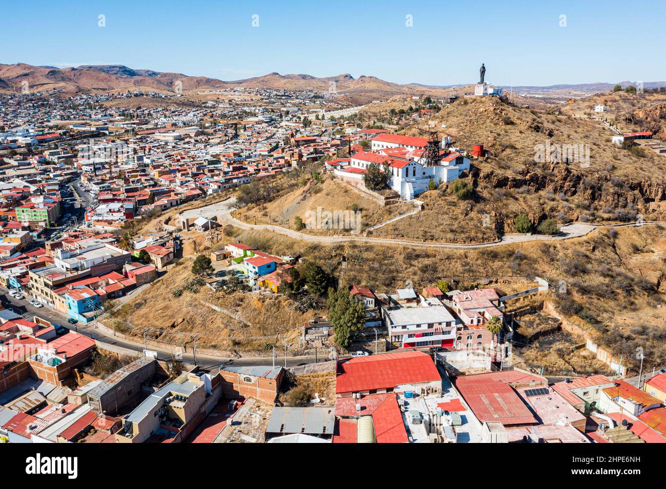 Aerial view of Hidalgo Parral in Chihuahua Mexico. Parral is a magical ...