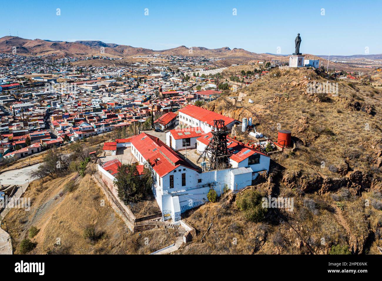 Aerial view of Hidalgo Parral in Chihuahua Mexico. Parral is a magical ...