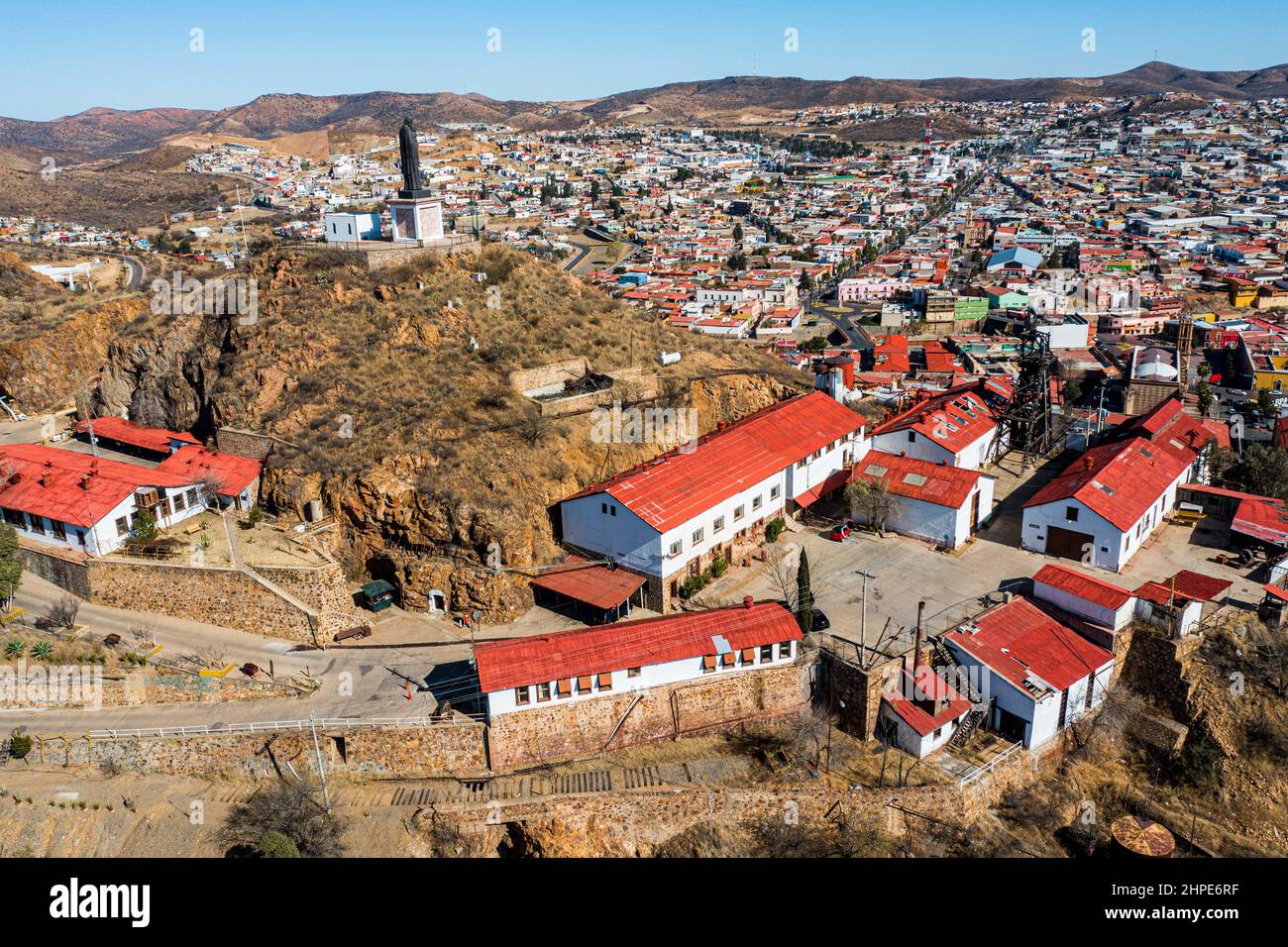 Aerial view of Hidalgo Parral in Chihuahua Mexico. Parral is a magical ...