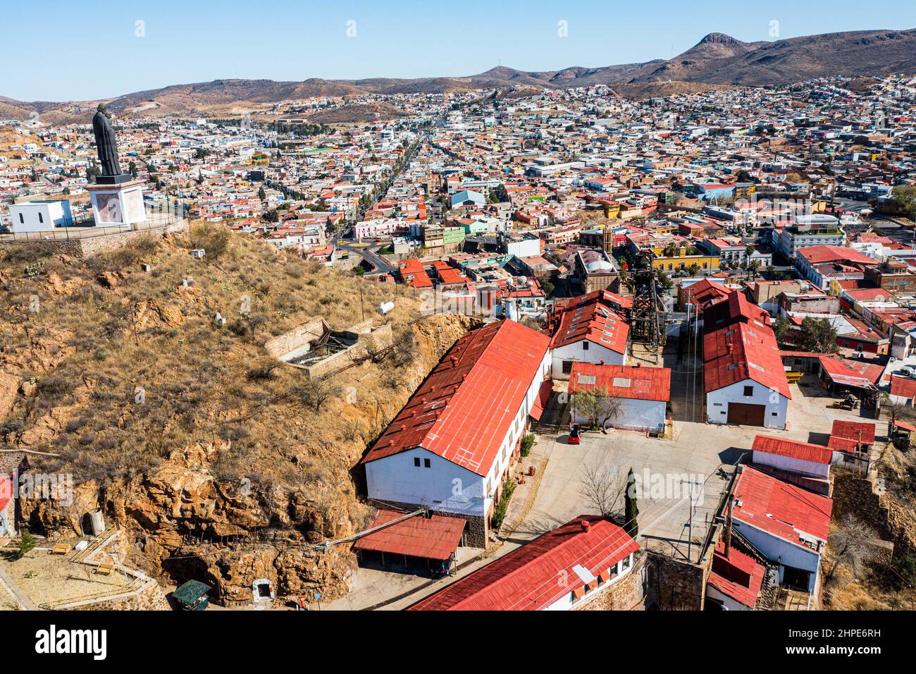 Aerial view of Hidalgo Parral in Chihuahua Mexico. Parral is a magical ...