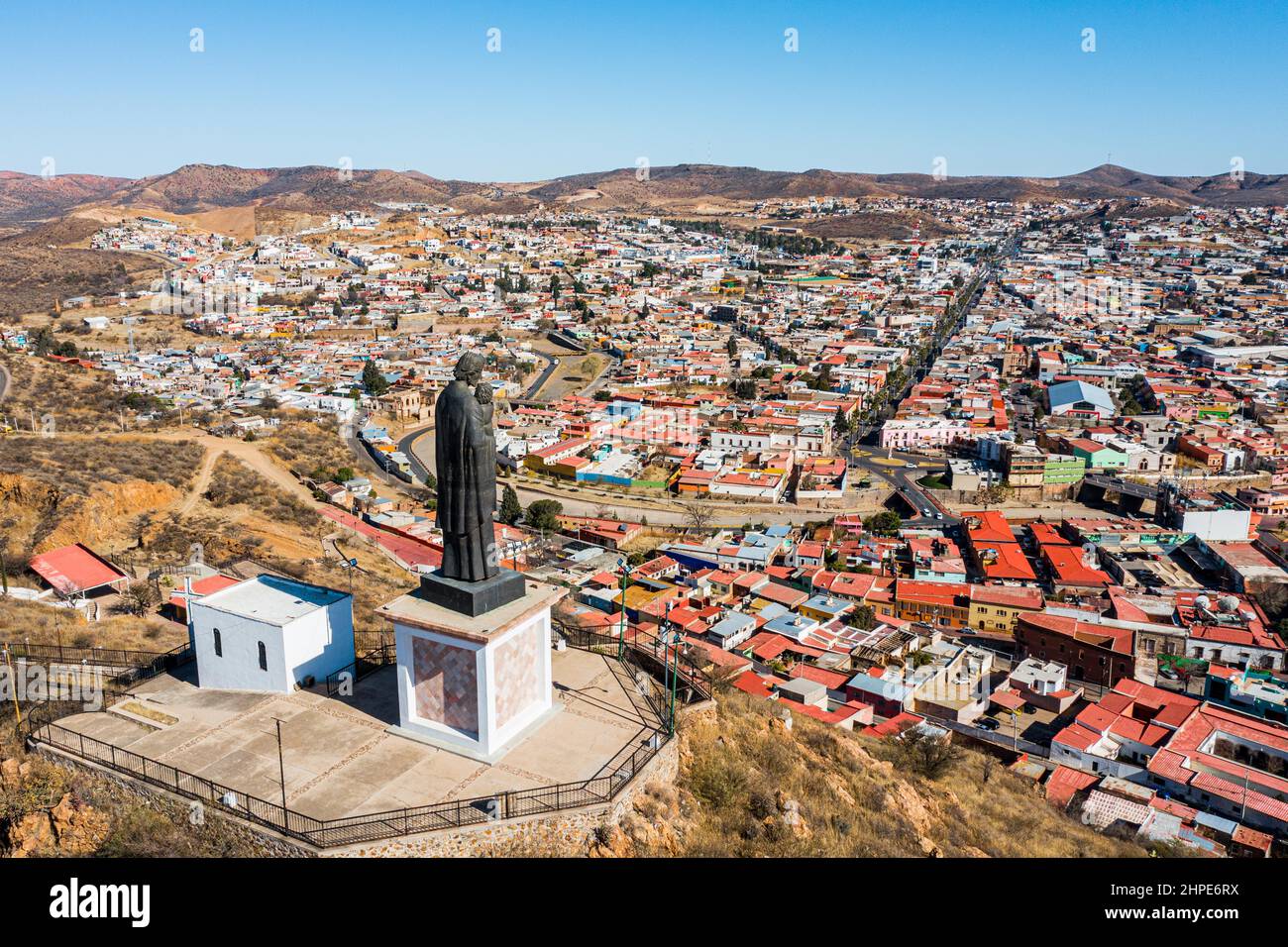 Aerial view of Hidalgo Parral in Chihuahua Mexico. Parral is a magical ...
