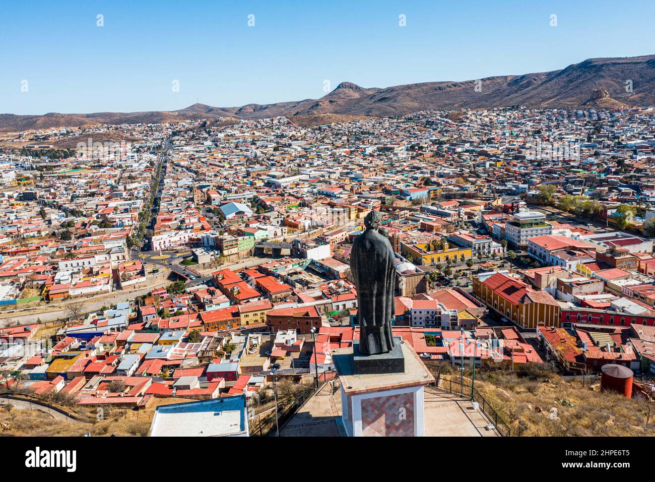 Aerial view of Hidalgo Parral in Chihuahua Mexico. Parral is a magical ...
