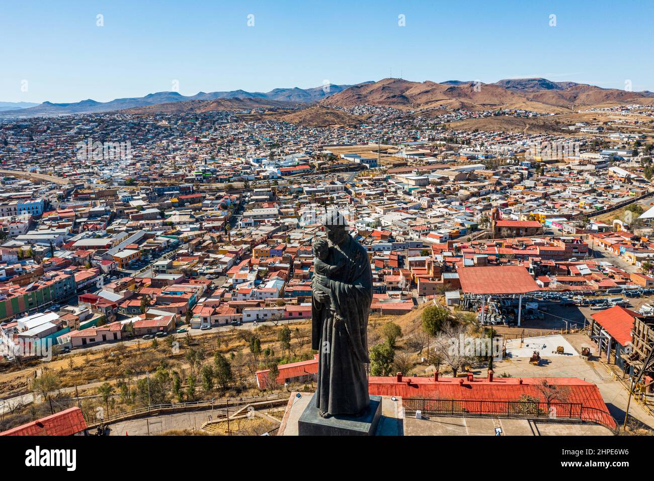 Aerial view of Hidalgo Parral in Chihuahua Mexico. Parral is a magical ...