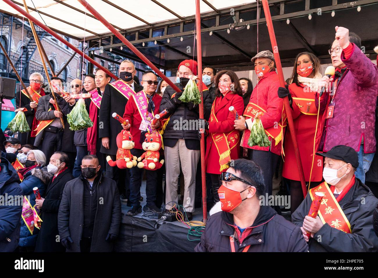 New York, NY - February 20, 2022: Senator Charles Schumer, Governor ...