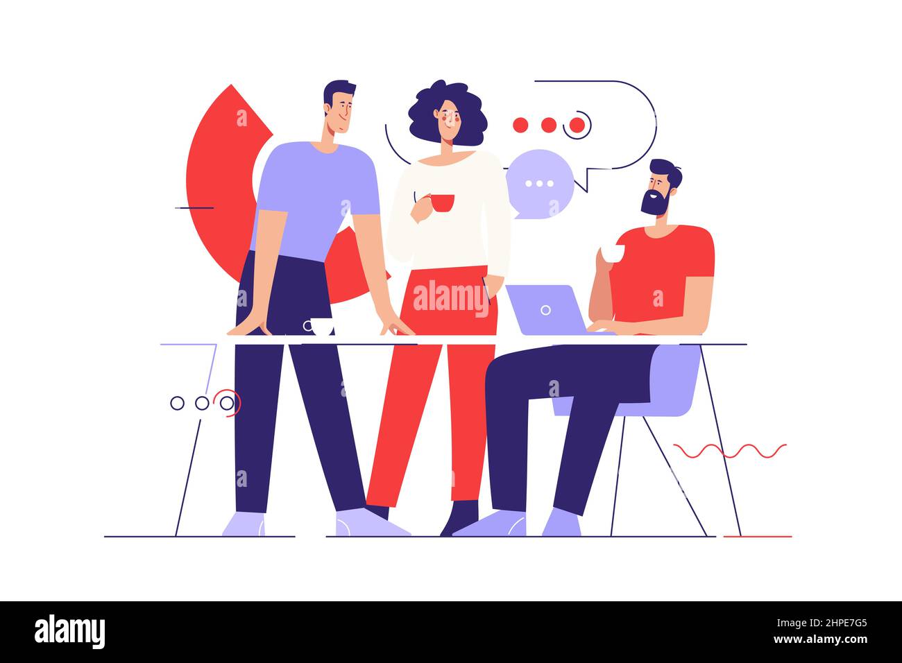 Vector illustration on the subject of coffee break and communication ...