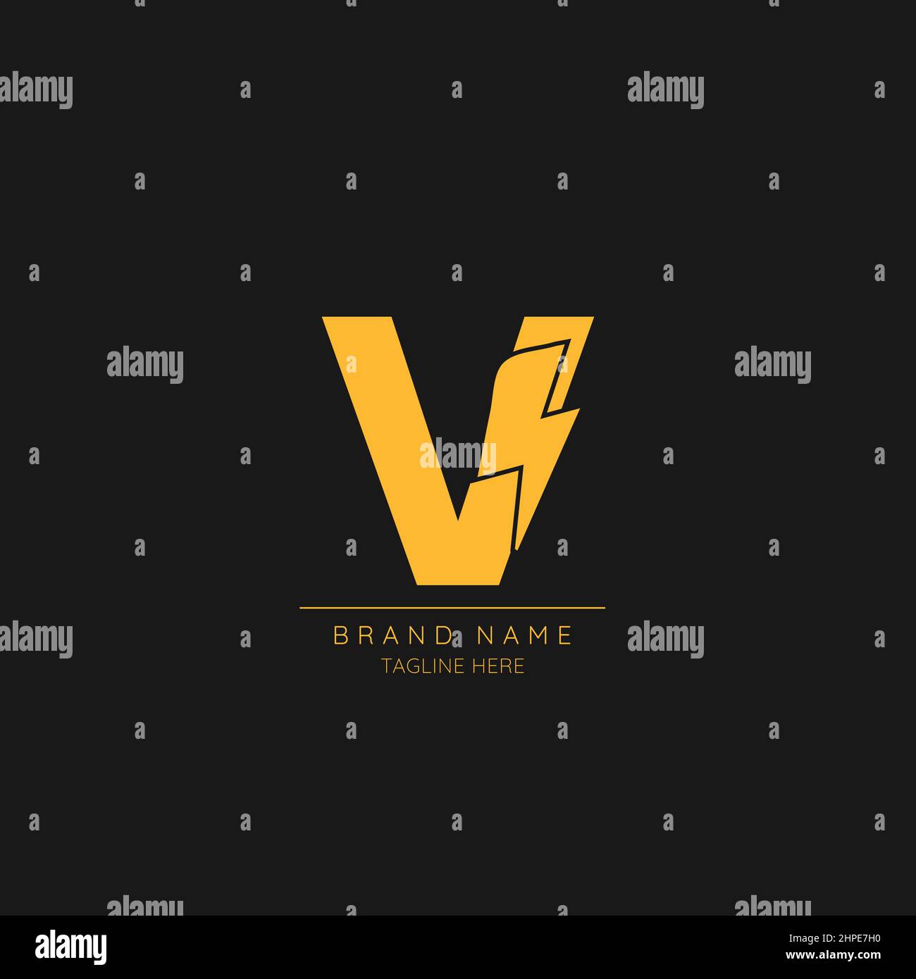 Initial V Letter with Lightning Bolt Logo Icon Stock Vector Image & Art ...