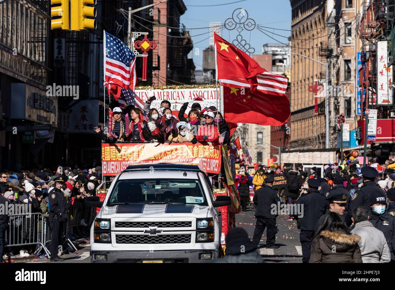 Atmosphere during Lunar New Year parade in Manhattan Chinatown in New ...