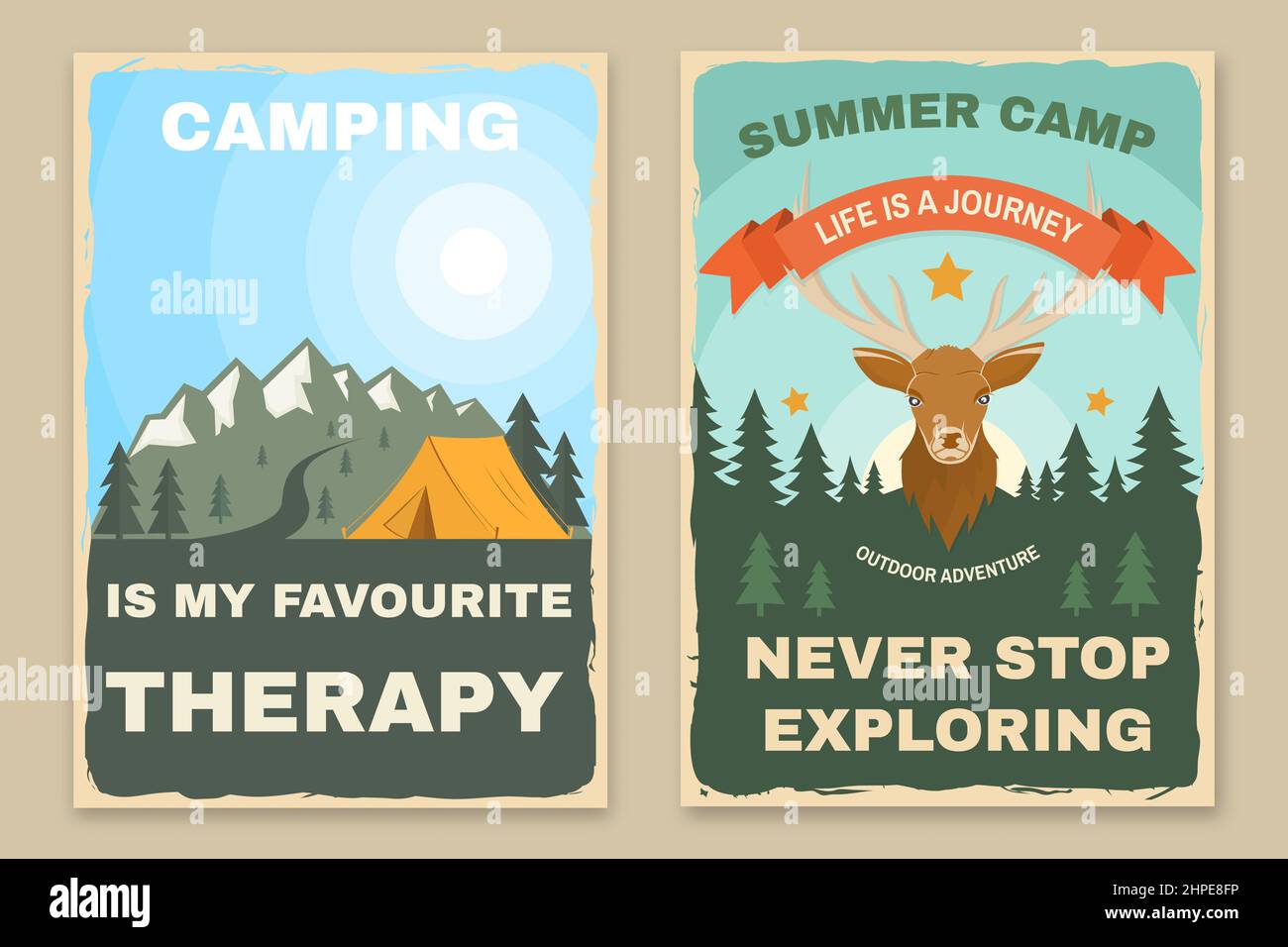 Set of camping retro posters. Vector illustration. Concept for shirt or ...