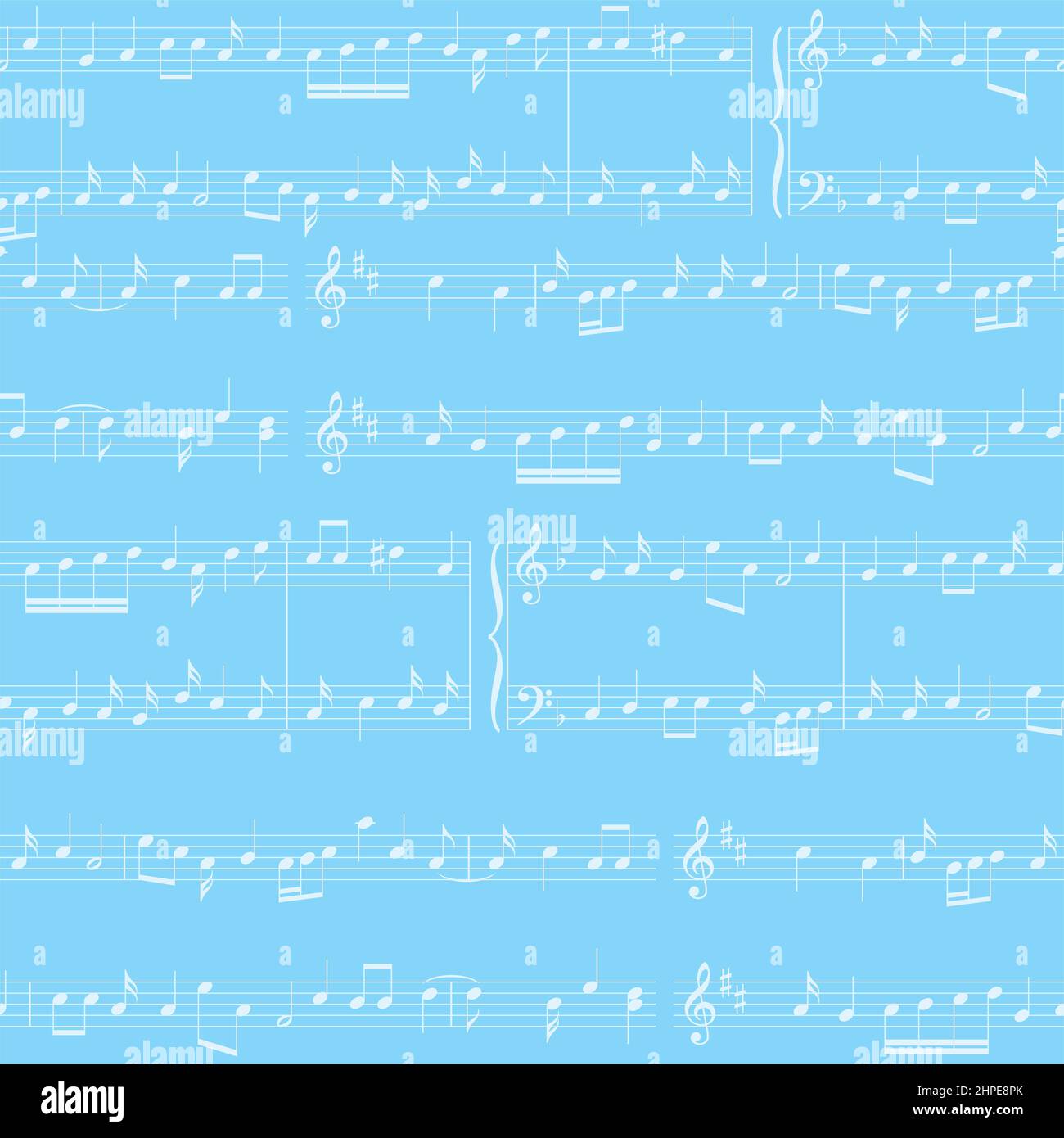 vector background - light blue seamless pattern with music notes Stock ...
