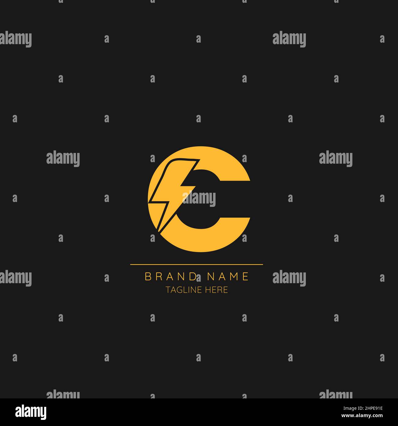Initial C Letter with Lightning Bolt Logo Icon Stock Vector Image & Art ...
