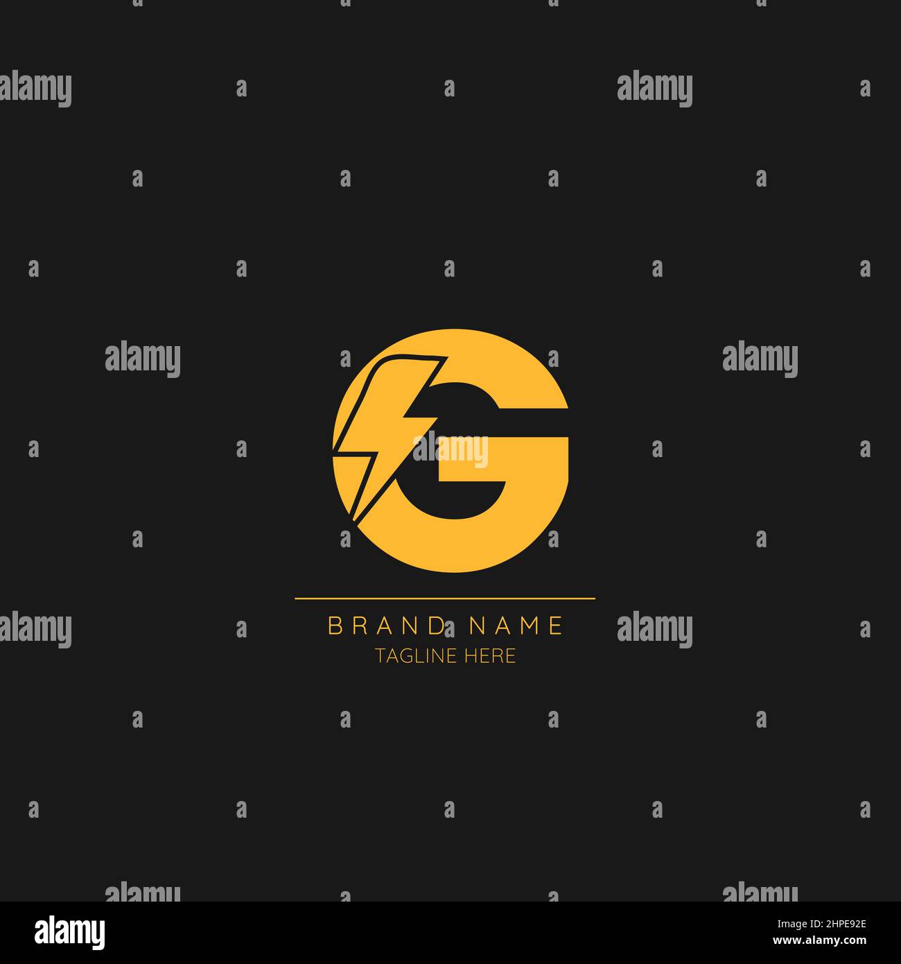 Initial G Letter with Lightning Bolt Logo Icon Stock Vector Image & Art ...
