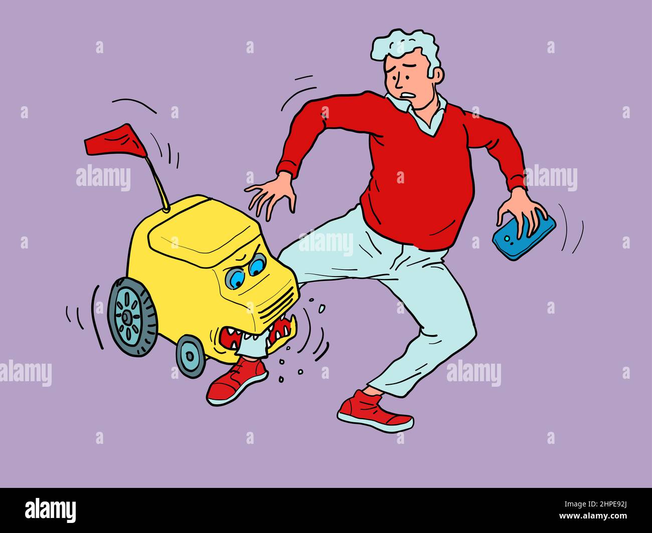 Delivery robot attacks human host, like a pet, a drone courier Stock ...
