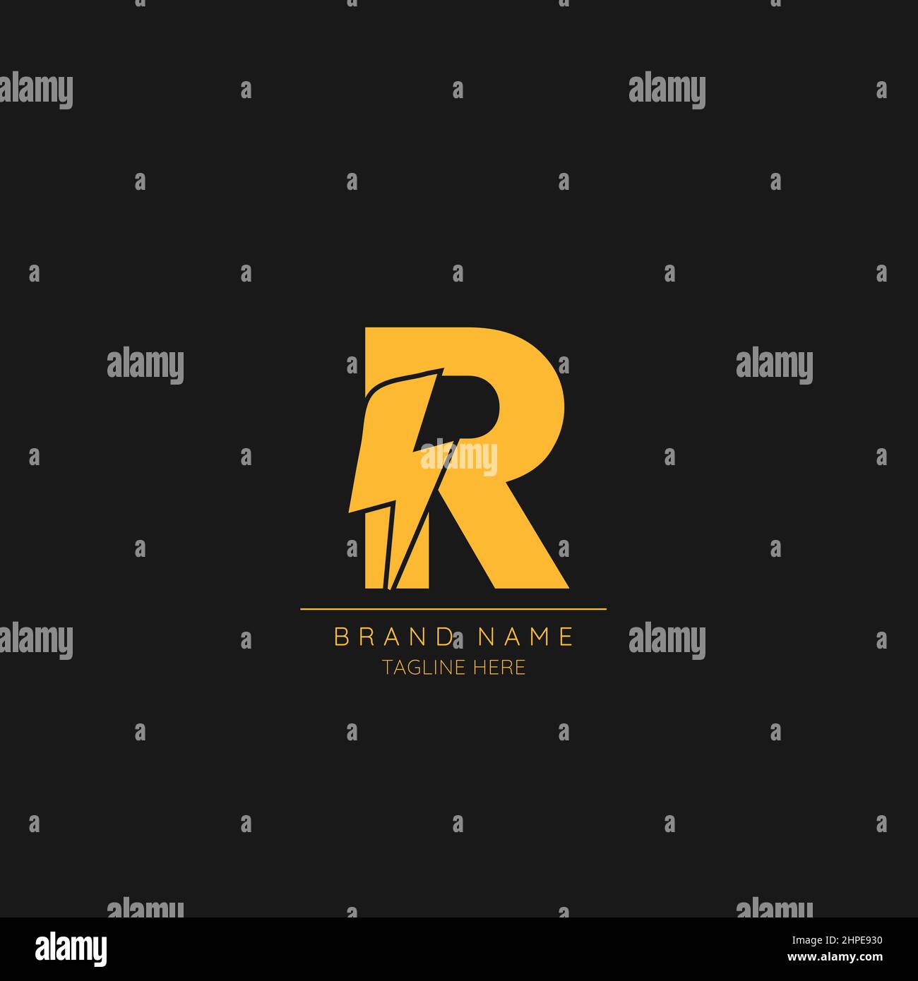Initial R Letter with Lightning Bolt Logo Icon Stock Vector Image & Art ...
