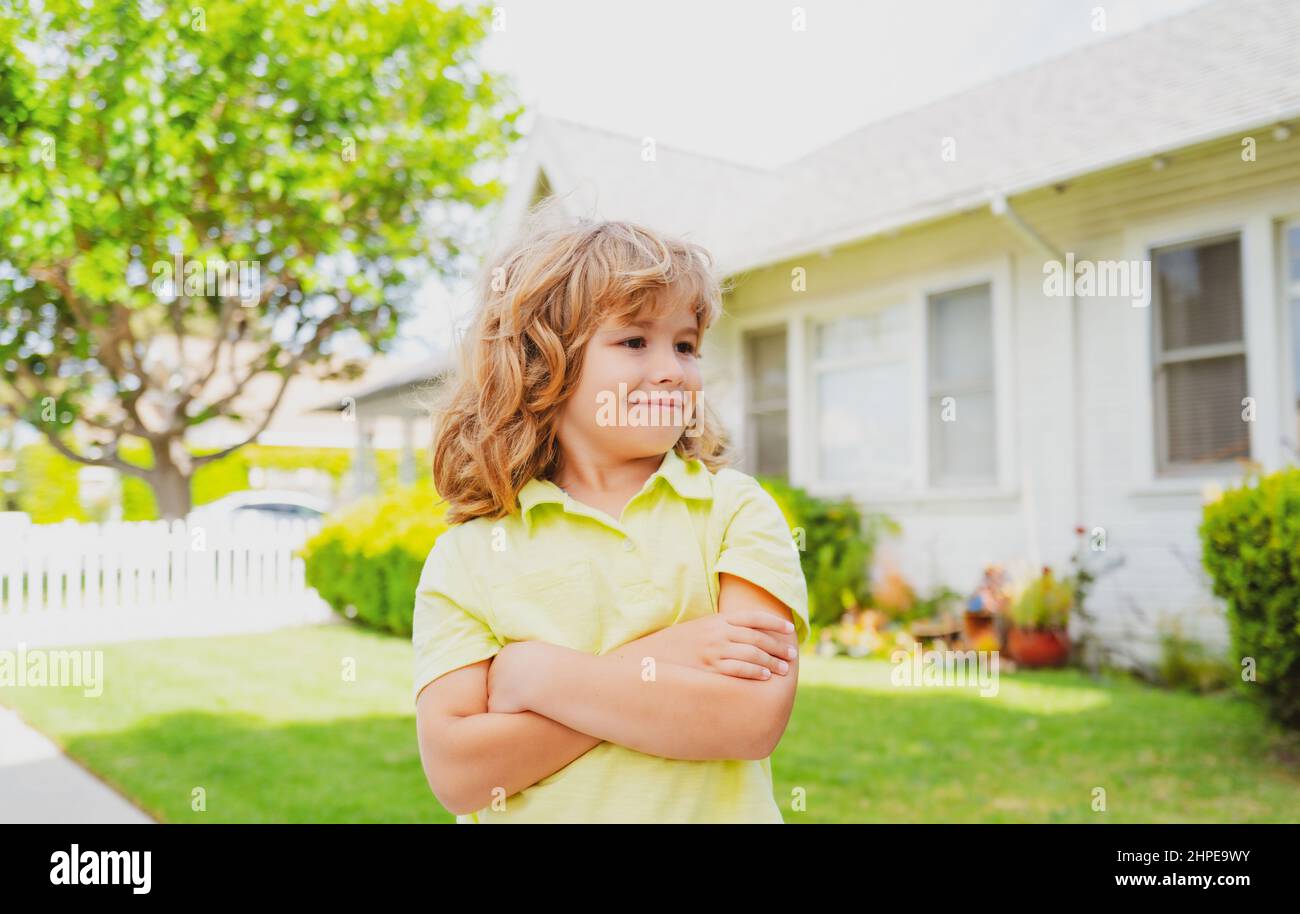 Expression on smart face thinking serious. Kids funny face Stock Photo ...