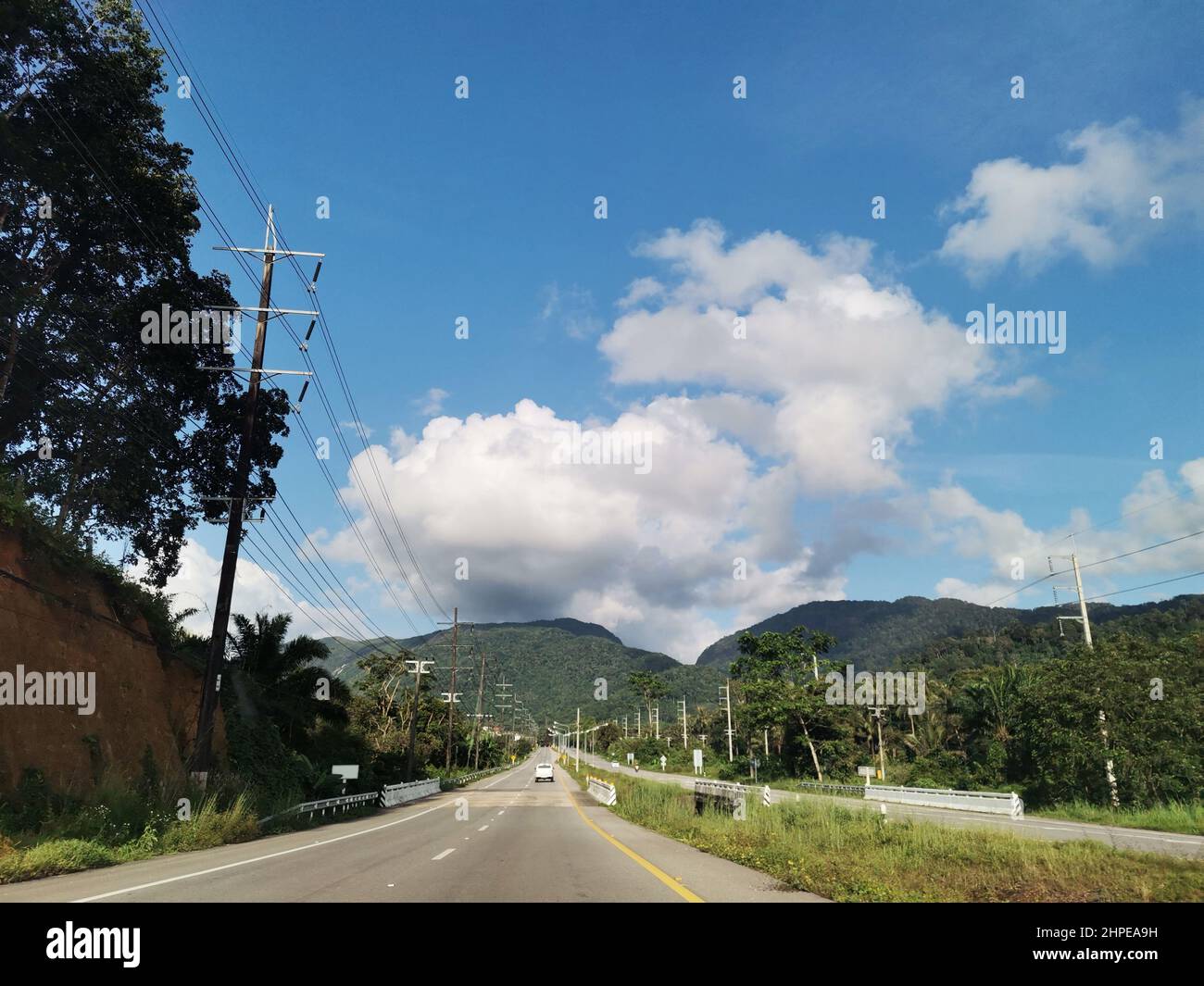 View landscape with thai people and foreign travelers driving car ...