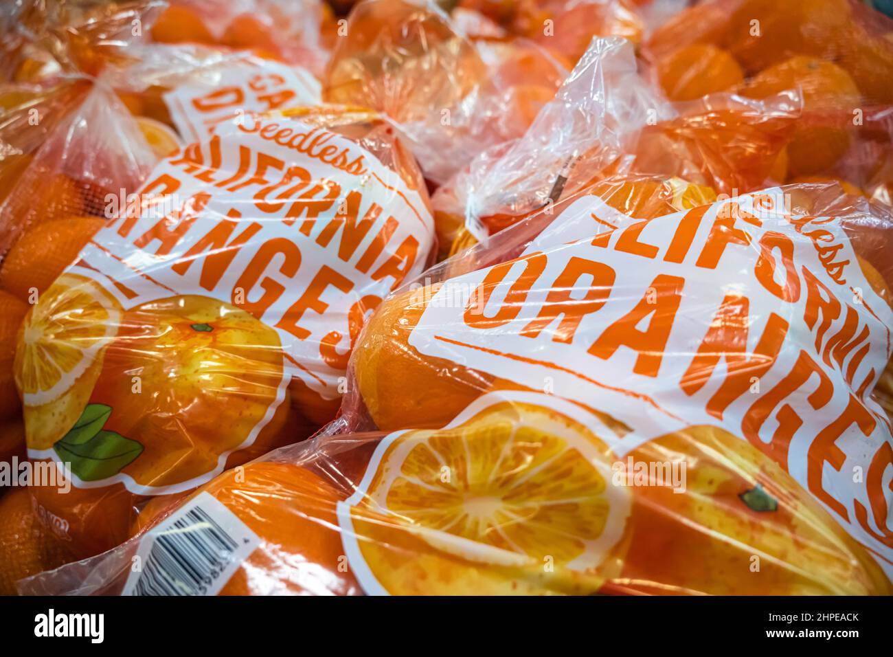California oranges on display at Sam's Club warehouse store in ...