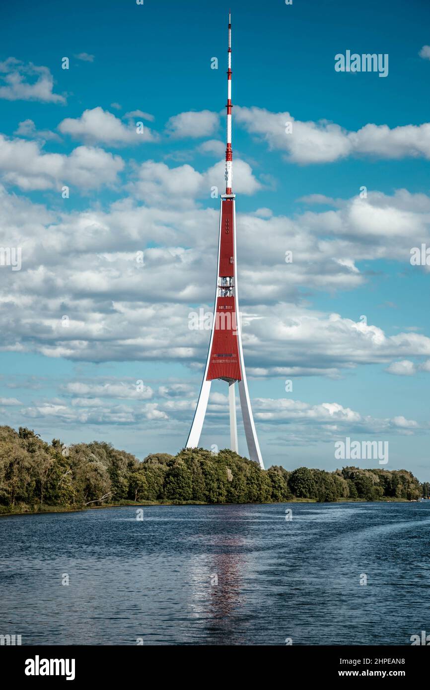 TV tower in Riga, view from the Daugava river Stock Photo - Alamy