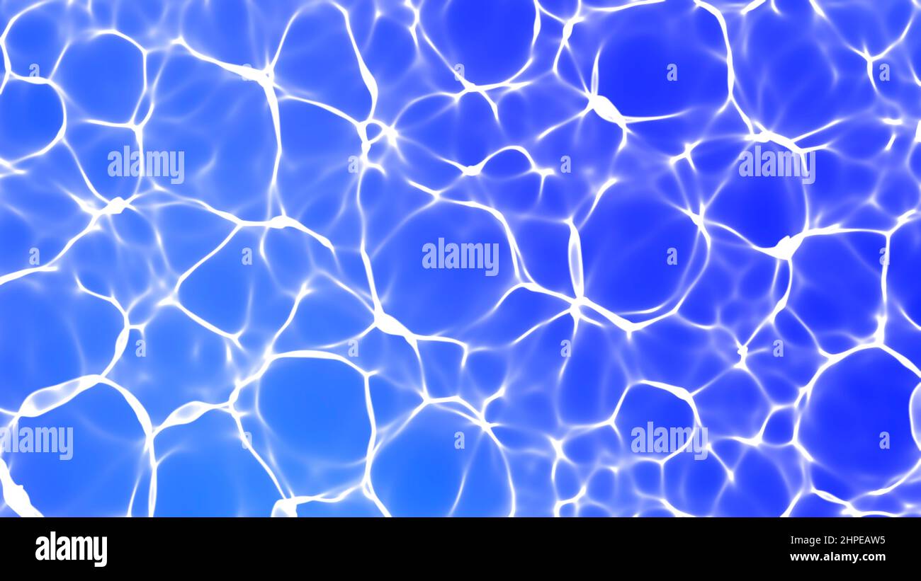 Abstract textural glowing blue background of the surface of the water ...