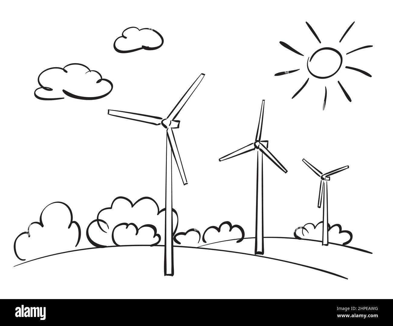 wind turbines and nature - vector illustration Stock Vector Image & Art ...